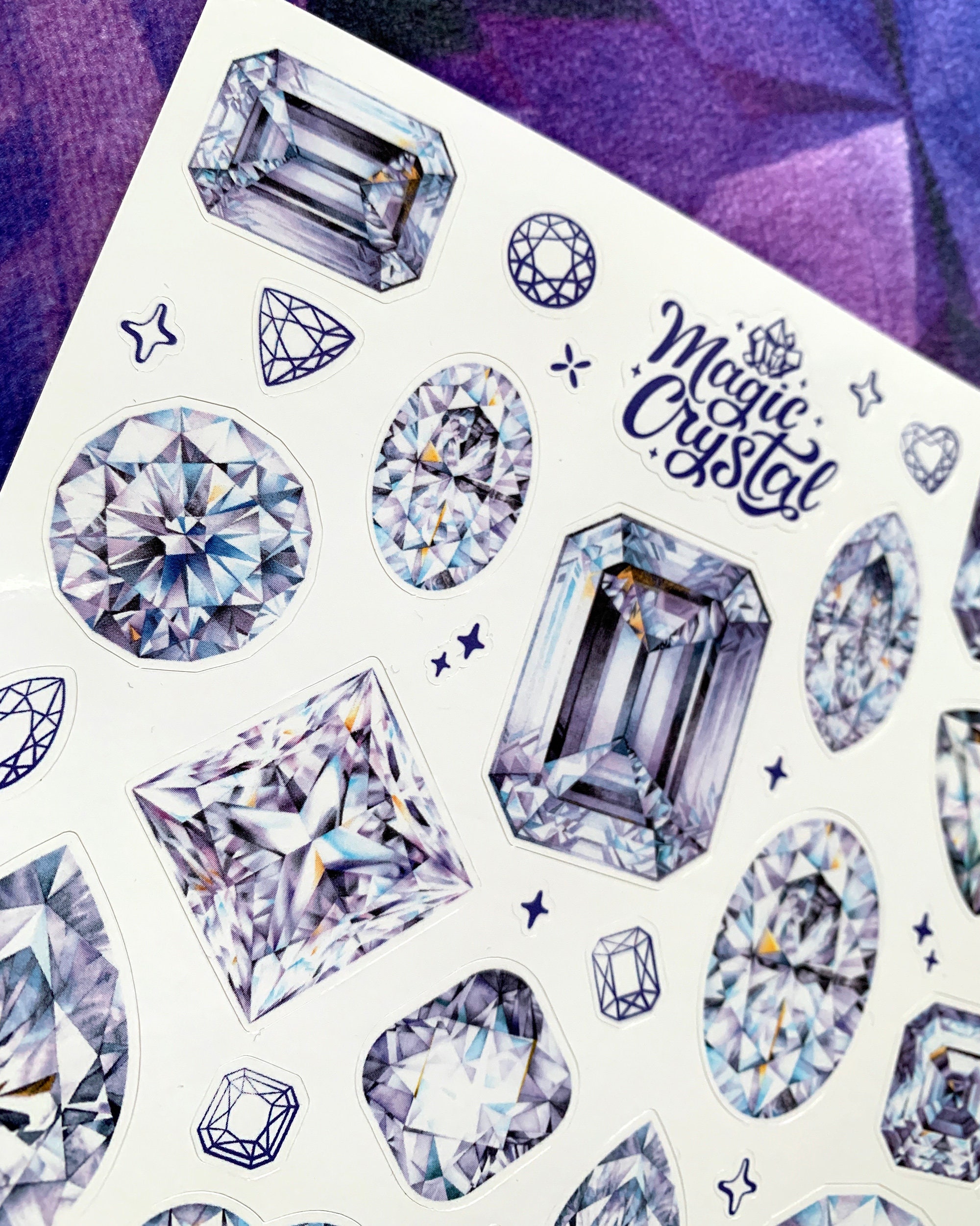 Set of Gemstone Vinyl Stickers, Laptop Stickers, Gem Stickers, Emerald ...