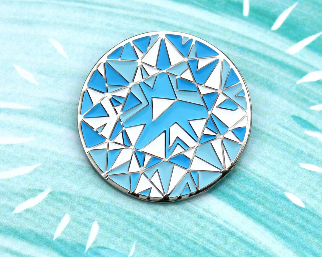 Diamond Pin - Gem Hard Enamel Blue Pin - Diamond Collar Brooch - April ...