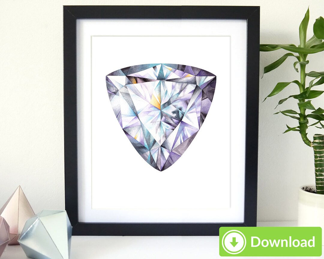 Trillion Diamond Printable Art - for Personal Use, Crystal Watercolor ...