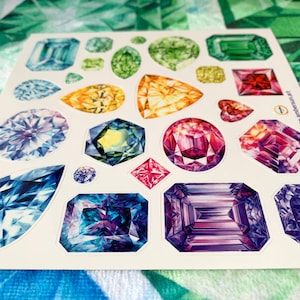 Set of 24 Gemstone Vinyl Stickers, Laptop Stickers, Gem Stickers ...