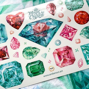 Set of Gemstone Vinyl Stickers, Laptop Stickers, Gem Stickers, Emerald ...