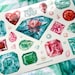 Set of Gemstone Vinyl Stickers, Laptop Stickers, Gem Stickers, Emerald ...