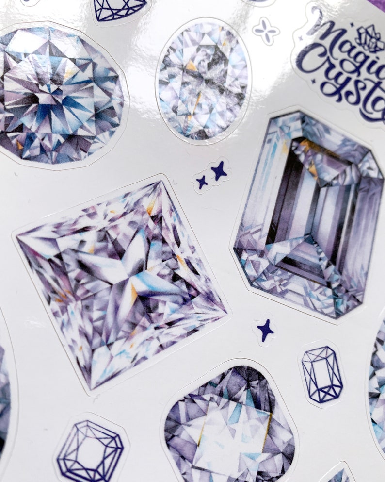 Set of Gemstone Vinyl Stickers, Laptop Stickers, Gem Stickers, Emerald ...