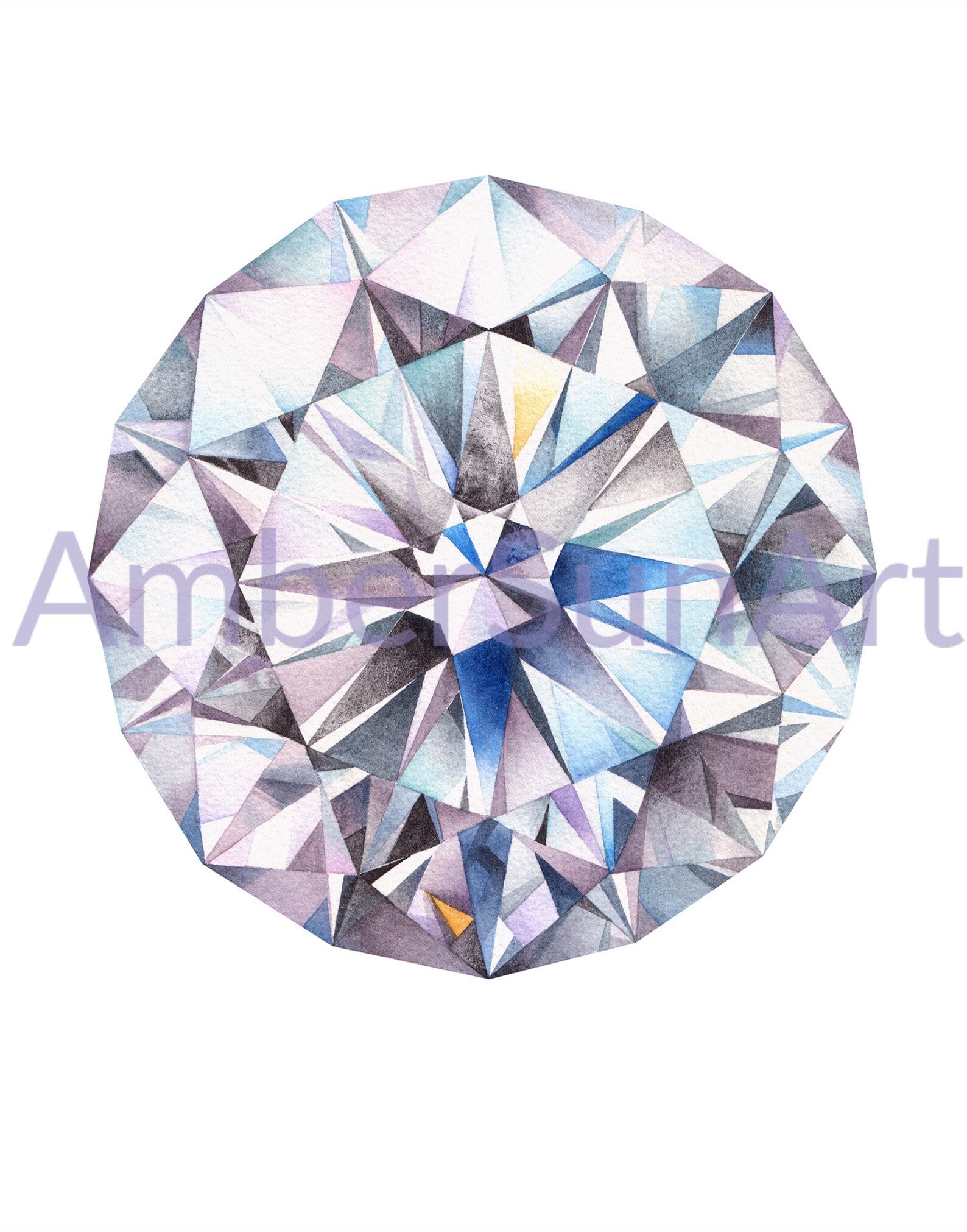 Round Diamond Printable Art - for Personal Use, Crystal Watercolor ...