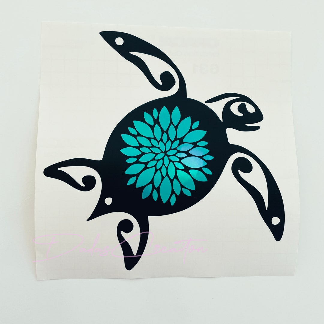 Turtle Vinyl Decal Black Holographic Sea Turtle Decal - Etsy