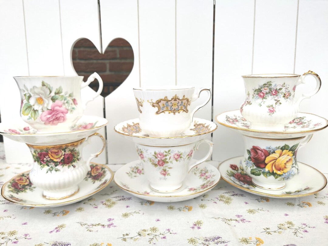 Job Lot of 6 English Tea Cups, Matching Cups and Saucers, Vintage ...