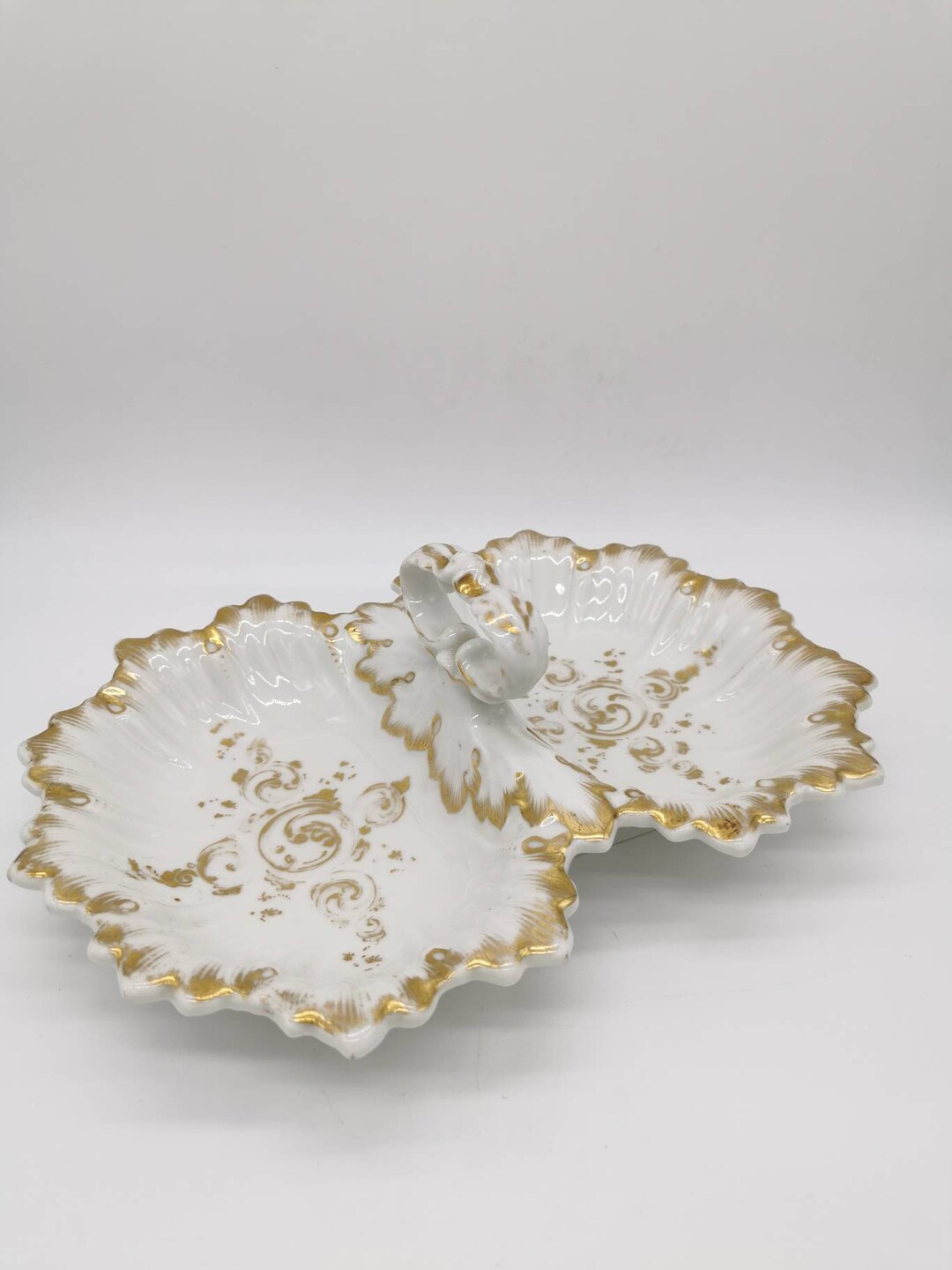 Antique French Split Serving Dish, Sweets Platter, Rococo Style Divided ...