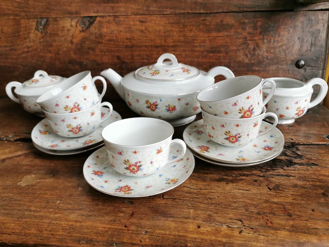 Cheerful Arzberg 1930s Tea Set for 5, Floral Art Deco Tea Set. - Etsy