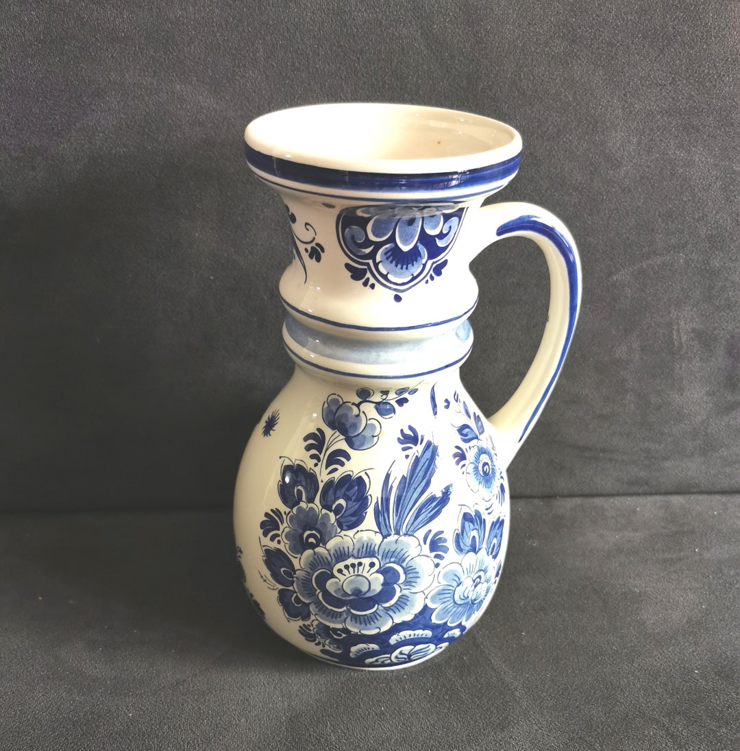 Vintage Delft Blue Pitcher: Hand-painted Chinoiserie Vase - Etsy