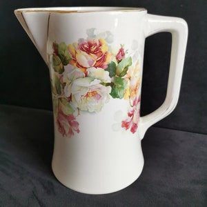 Antique Nimy Porcelain Pitcher: Floral Rose Garland, French Country ...