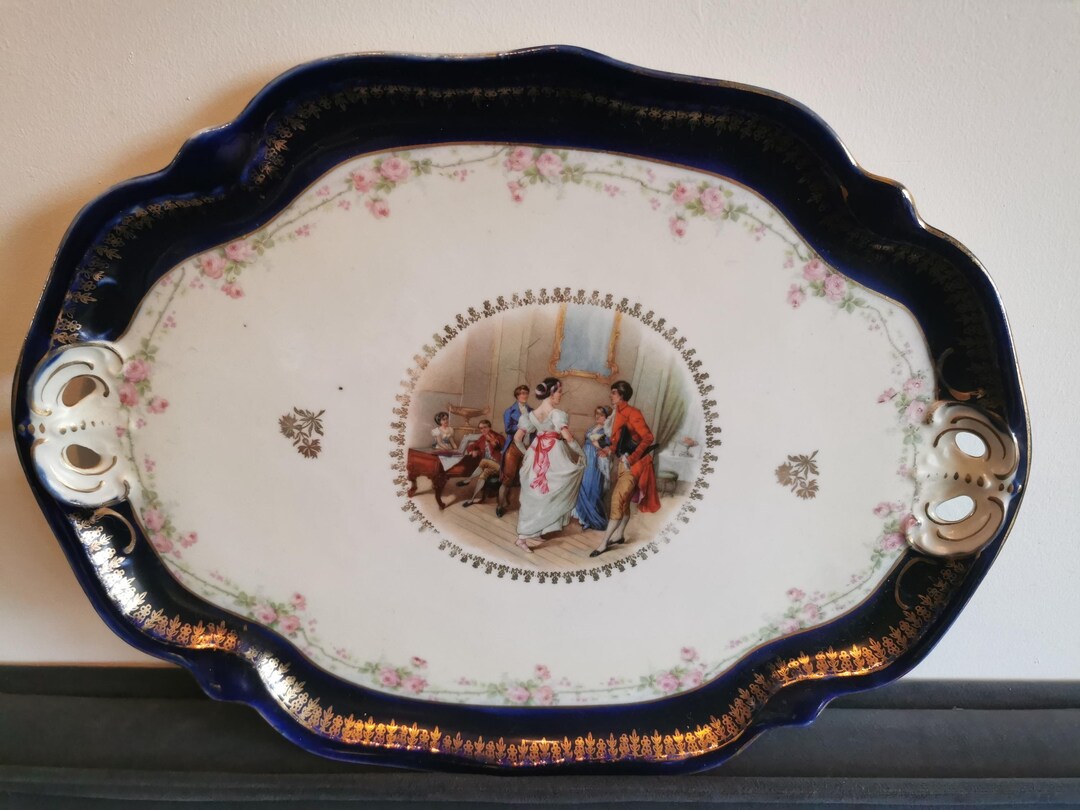Antique French Porcelain Serving Tray, Teaset Tray, Brocante Serving ...