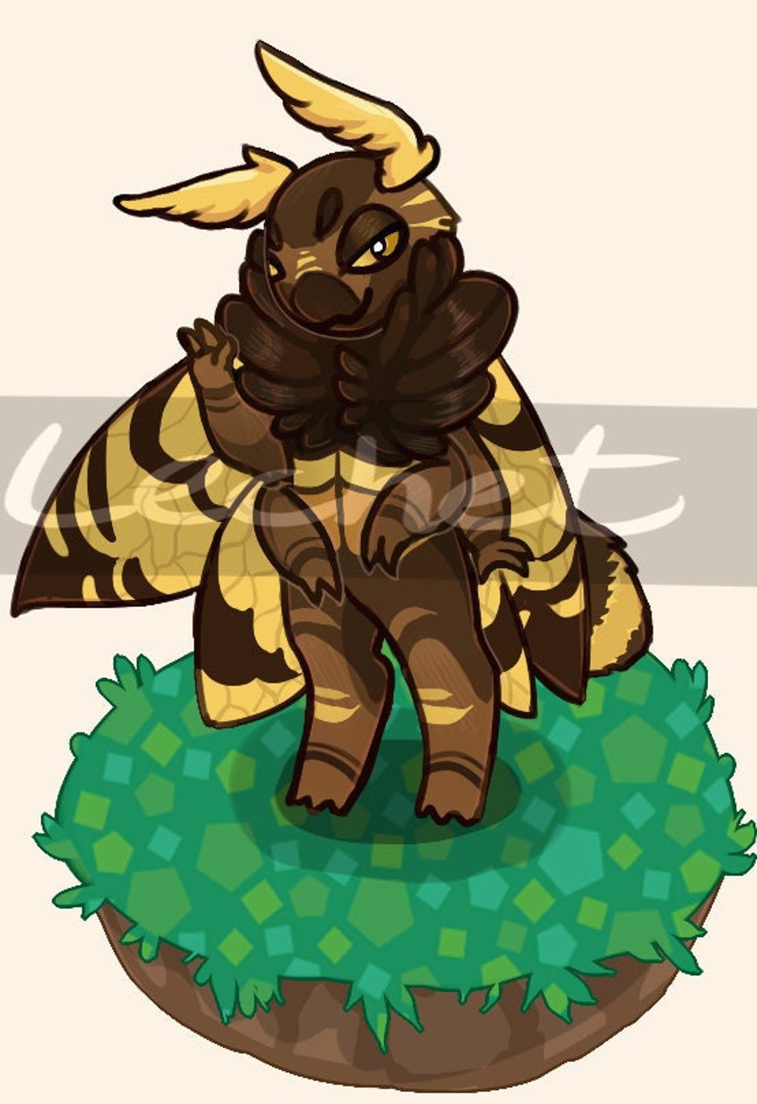 Adoptable - AC Inspired Fuzzy Death's Head Moth Villager Fursona, Anthro Insect Adopt for ...