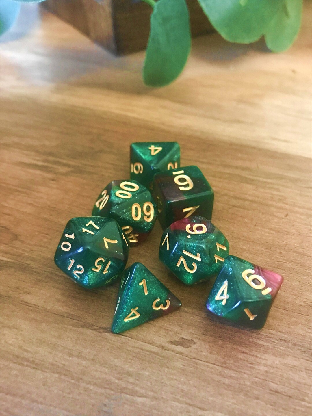 Verdant Red Viper Galaxy Acrylic Full Polyhedral Dice Set of 7 for Dnd ...