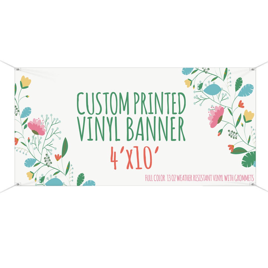 4'x10', Custom Vinyl Banner, Printed Banner, Custom Sign, Party Banner ...