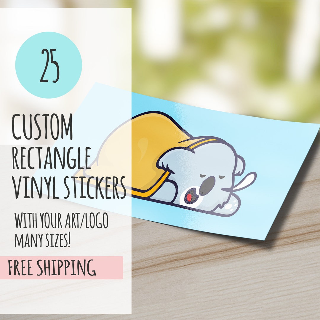 25 Custom Rectangle Vinyl Stickers, Full Color, Waterproof Labels - Etsy