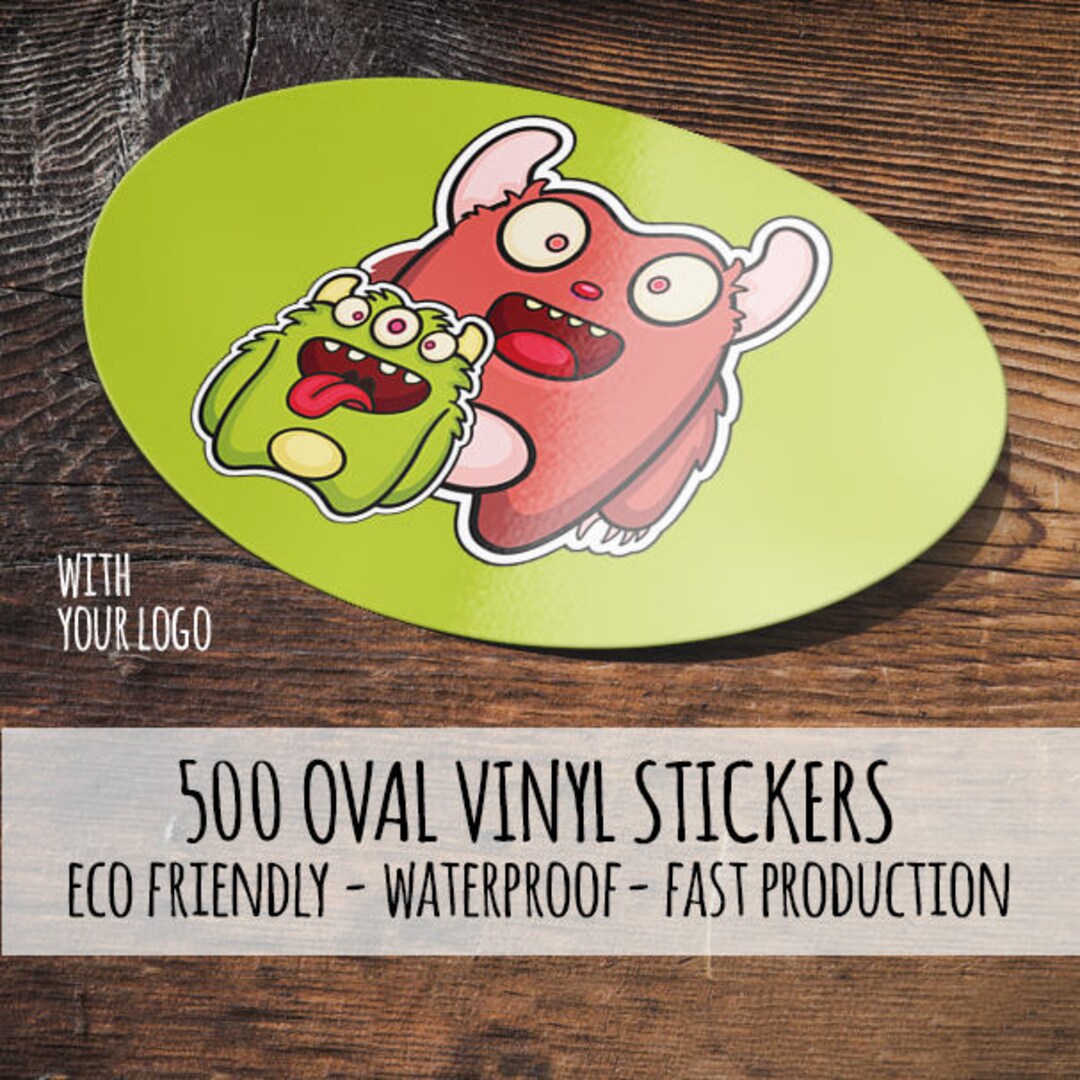 Bulk Vinyl Stickers- 500 Custom Stickers- Vinyl Oval Stickers ...
