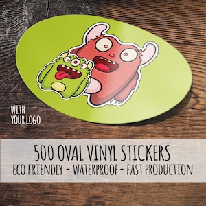 Bulk Vinyl Stickers- 500 Custom Stickers- Vinyl Oval Stickers ...