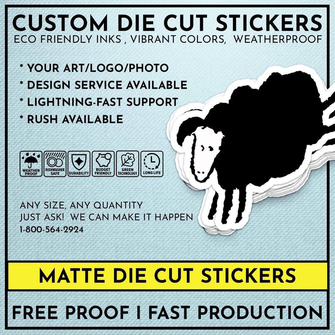 Custom Matte Vinyl Stickers – Waterproof, Die Cut, Free Proofs, Fast ...