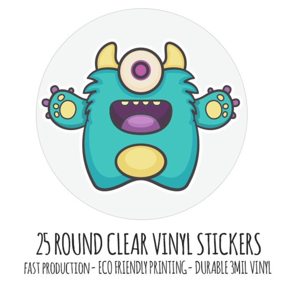 25 Clear Full Color Custom Round Stickers, Transparent Rounded Label ...