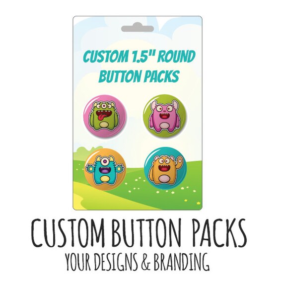 Custom Button Packs Custom Button Card Retail Ready Button Etsy