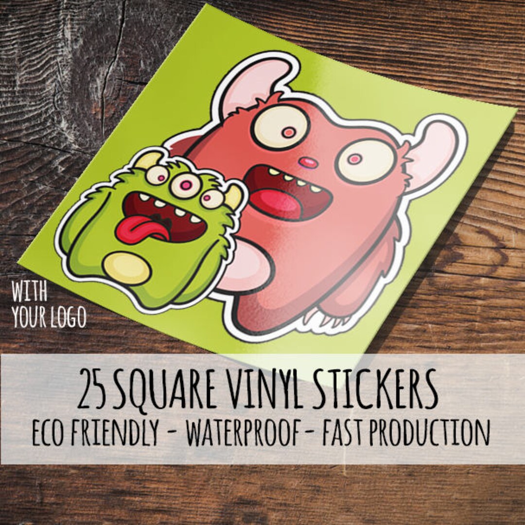 25 Square Full Color Custom Vinyl Stickers, Labels, Waterproof - Etsy