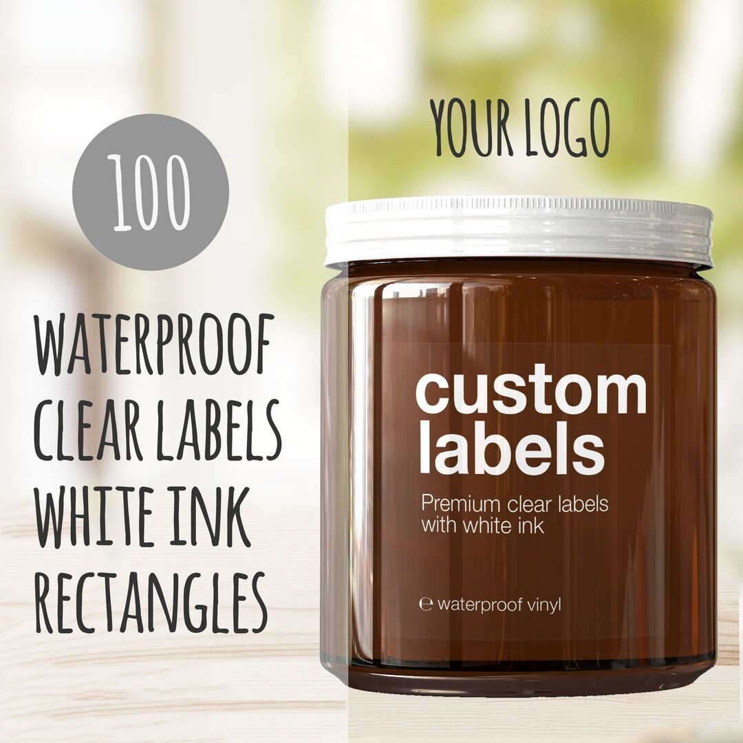 Product Labels 100- Rectangle Labels Clear With White Ink, Product ...