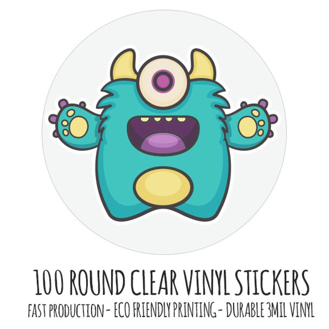 100 Clear Full Color Custom Round Stickers, Transparent Rounded Label ...