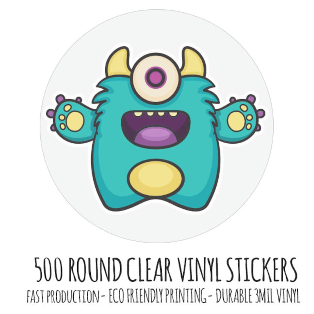 500 Clear Full Color Custom Round Stickers, Transparent Rounded Label ...