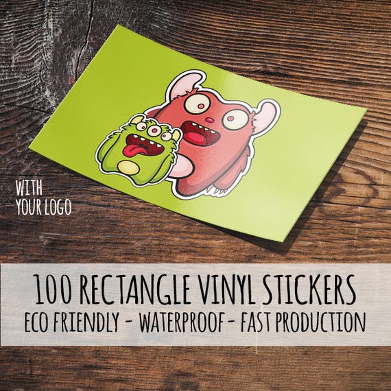 100 Rectangle Full Color Custom Vinyl Stickers Labels - Etsy