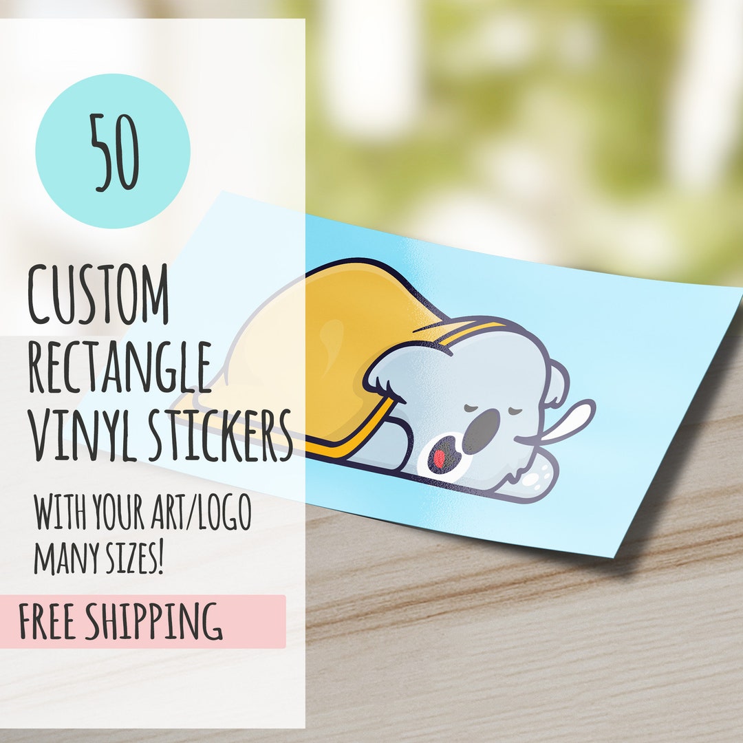 50 Custom Rectangle Vinyl Stickers, Waterproof Labels - Etsy