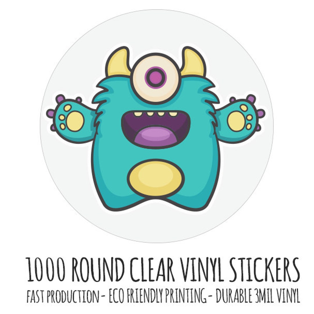 1000 Clear Full Color Custom Round Stickers, Transparent Rounded Label ...