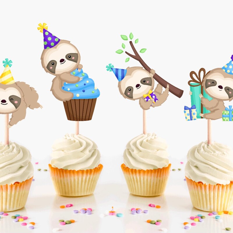 Sloth Cupcake Toppers - Etsy