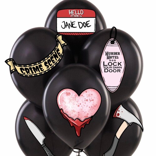 True Crime Balloon Stickers Murder Mystery Balloon Stickers | Etsy
