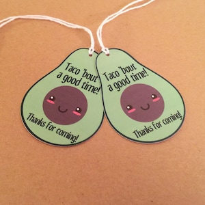 Avocado Party Favor Tags, Taco Twosday Goodie Bag, Taco Tuesday Gift ...