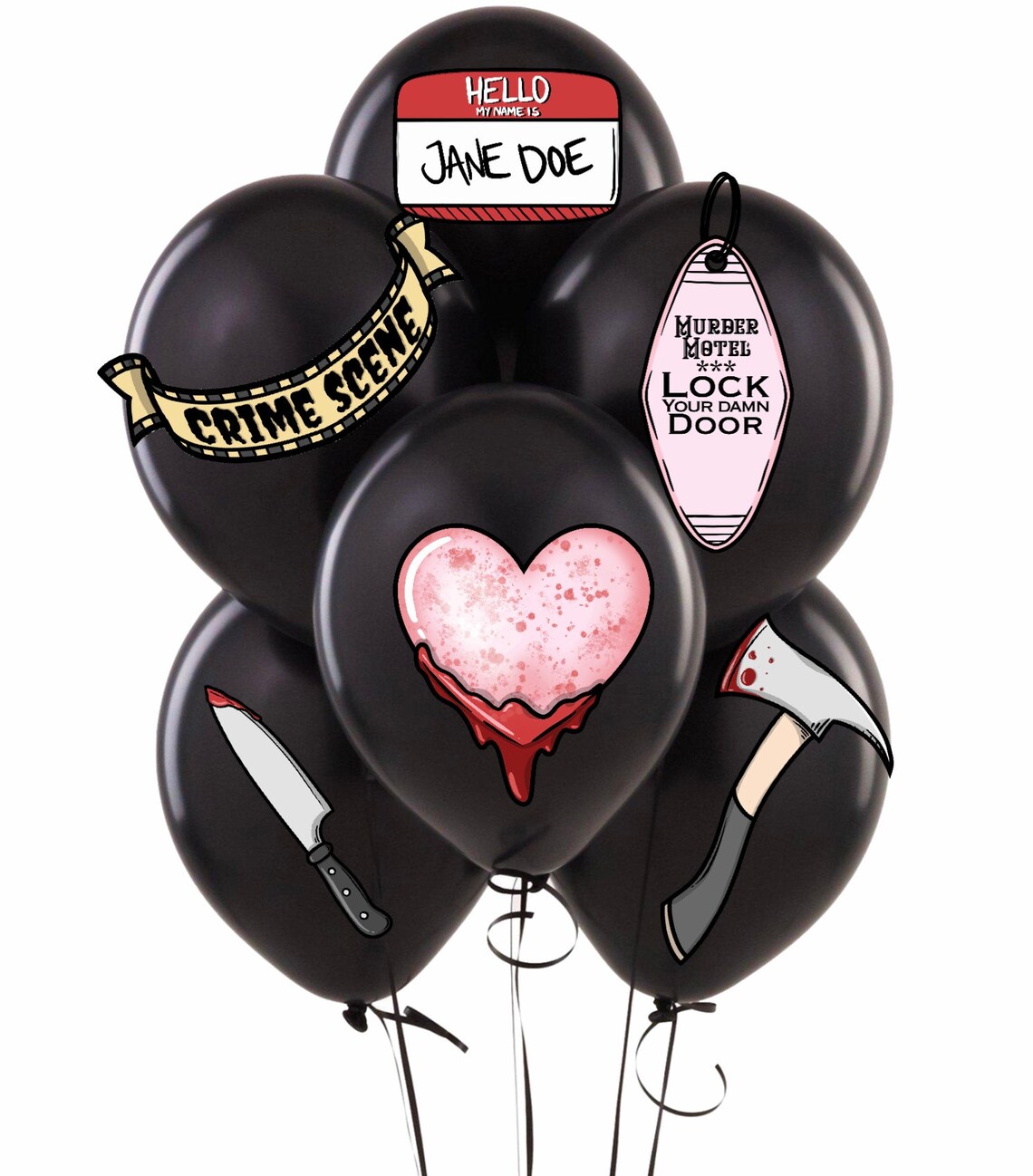 True Crime Balloon Stickers Murder Mystery Balloon Stickers | Etsy