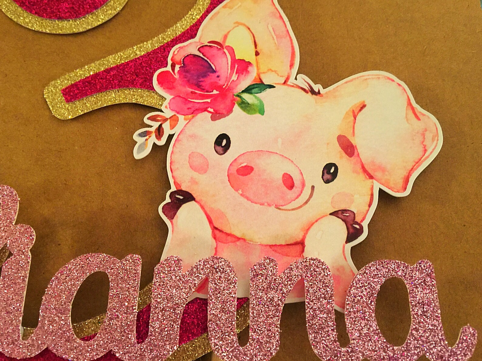 Pretty Pig Cake Topper, Pig Cake Topper, Glamourous Pig Cake Topper ...