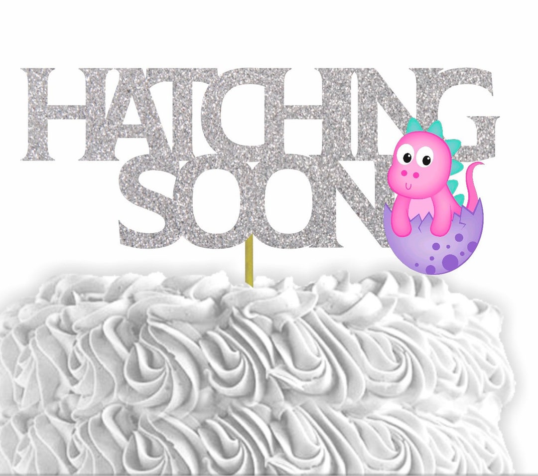 Hatching Soon Cake Topper, Dinosaur Themed Baby Shower Cake Topper ...