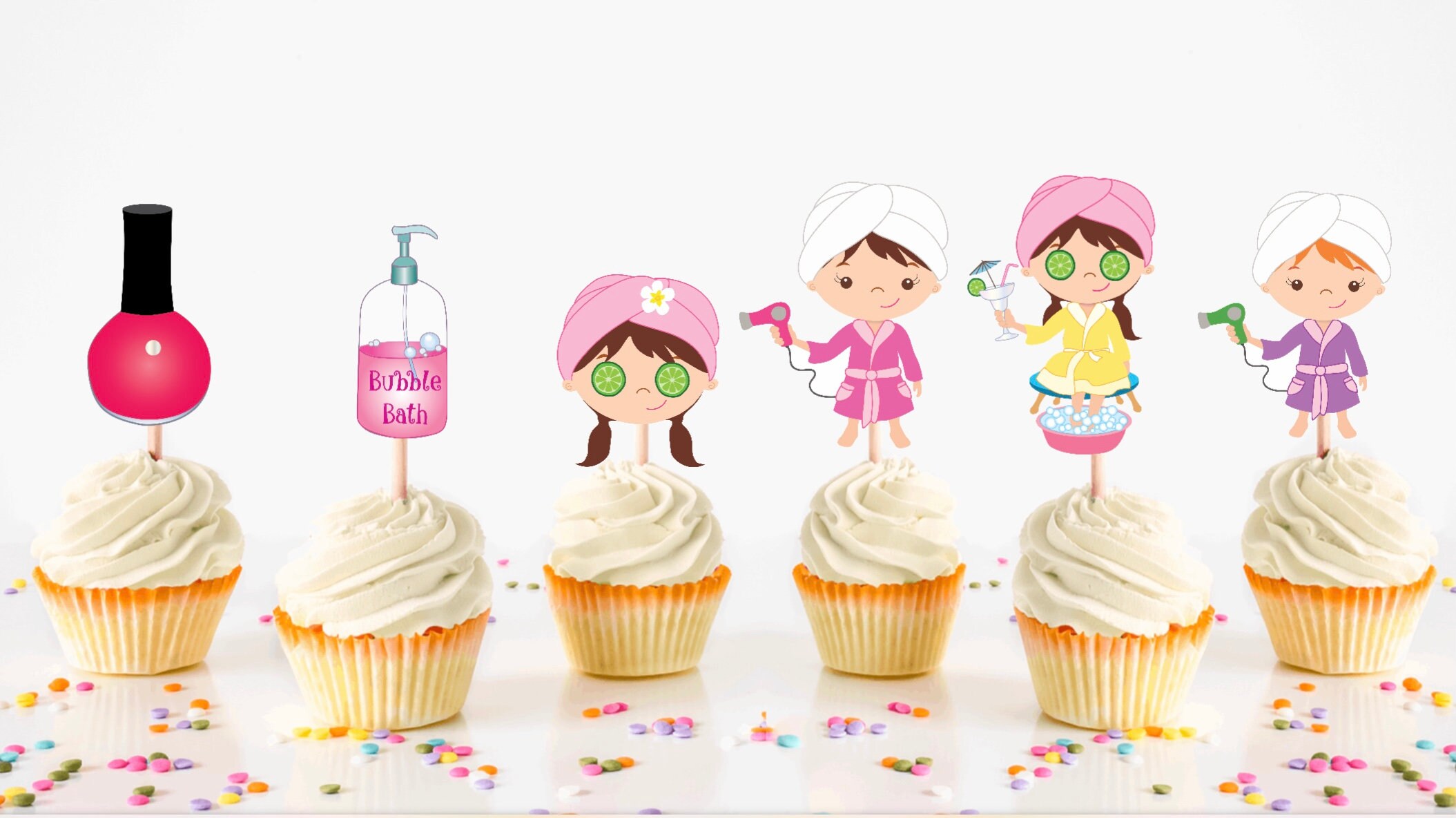 Spa Party Cupcake Toppers - Etsy