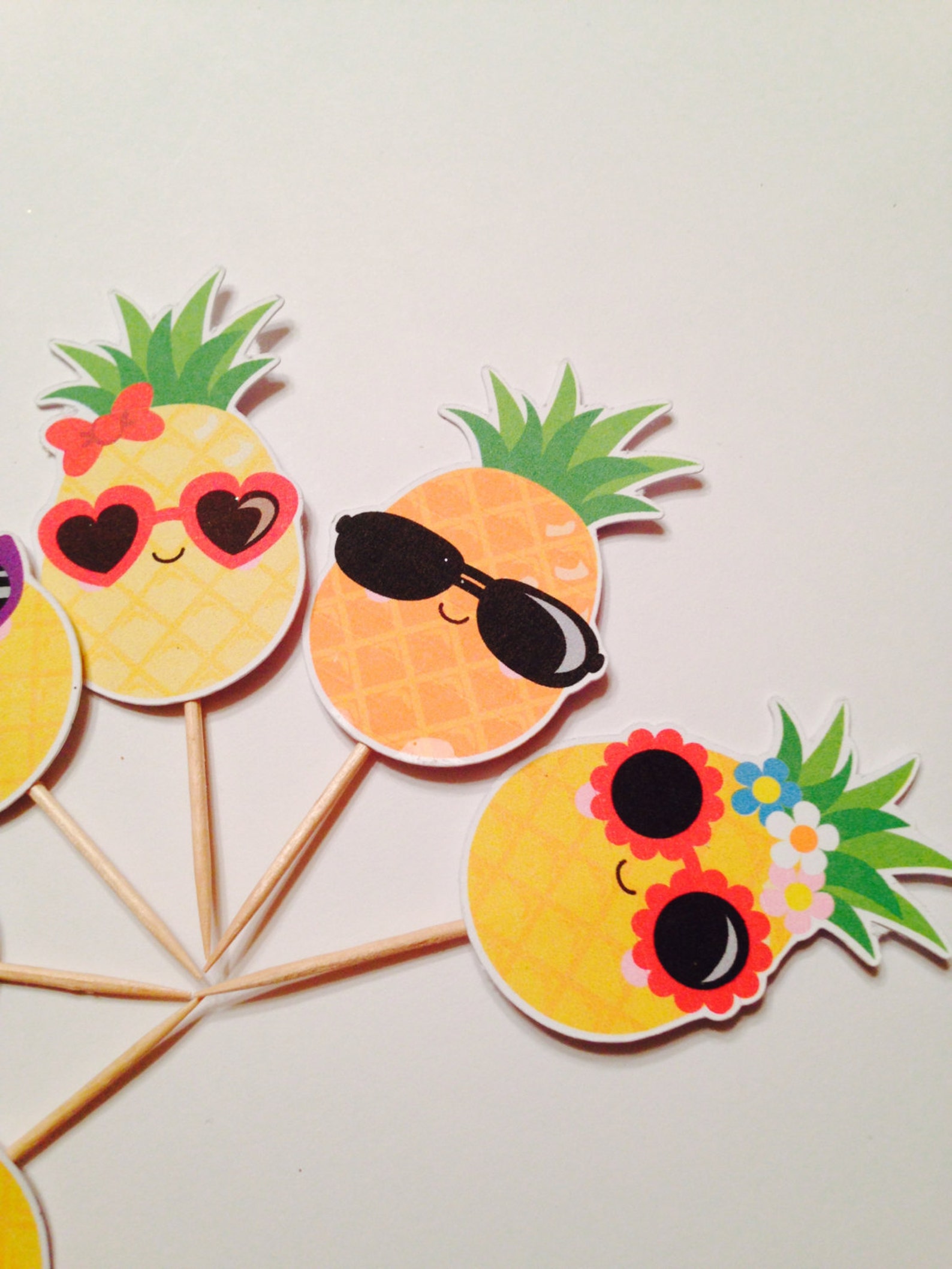 Pineapple Cupcake Toppers Pineapple Party Decorations Summer | Etsy