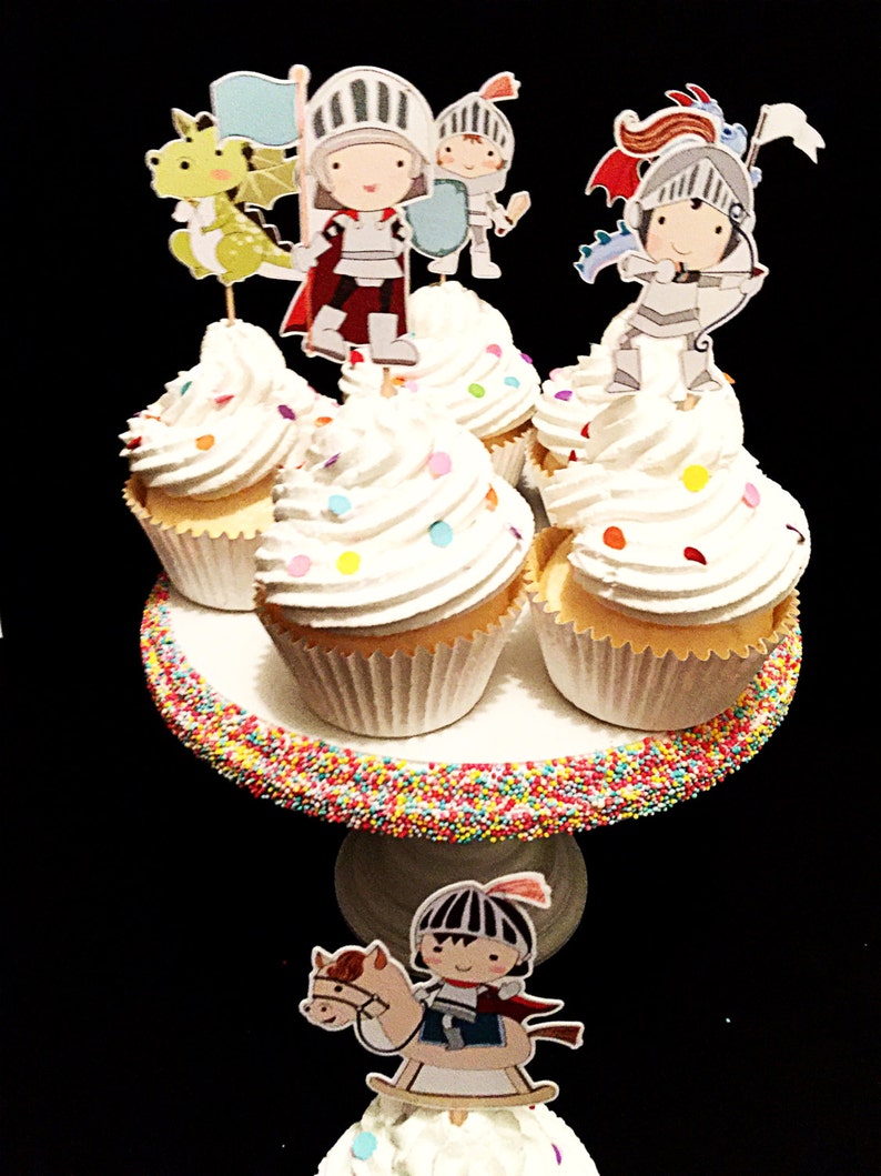 Knights and Dragons Cupcake Toppers - Etsy