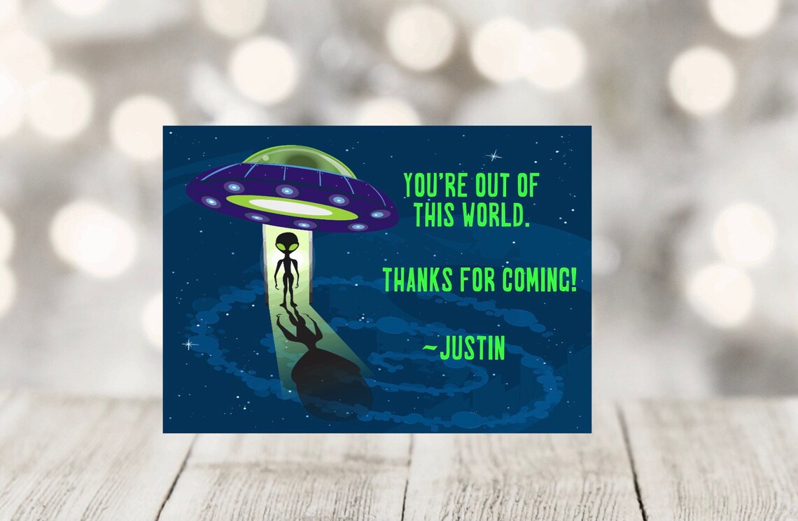Alien Thank You Sticker Personalized Outer Space Thank You | Etsy