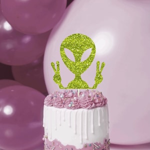 Alien Cake Topper, Glitter Alien Cake Topper, Alien Party Supplies - Etsy