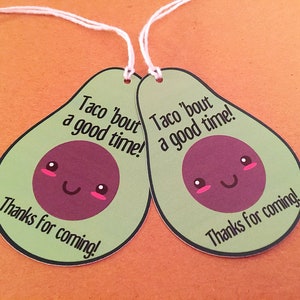 Avocado Party Favor Tags, Taco Twosday Goodie Bag, Taco Tuesday Gift ...