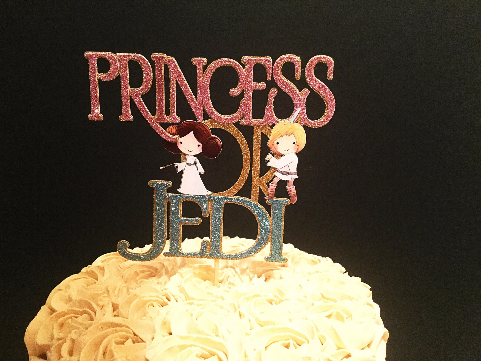 Princess or Jedi Gender Reveal Cake Topper, Star Wars Theme - Etsy