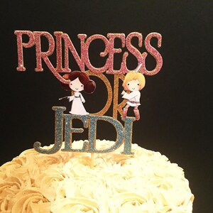 Princess or Jedi Gender Reveal Cake Topper, Star Wars Theme - Etsy