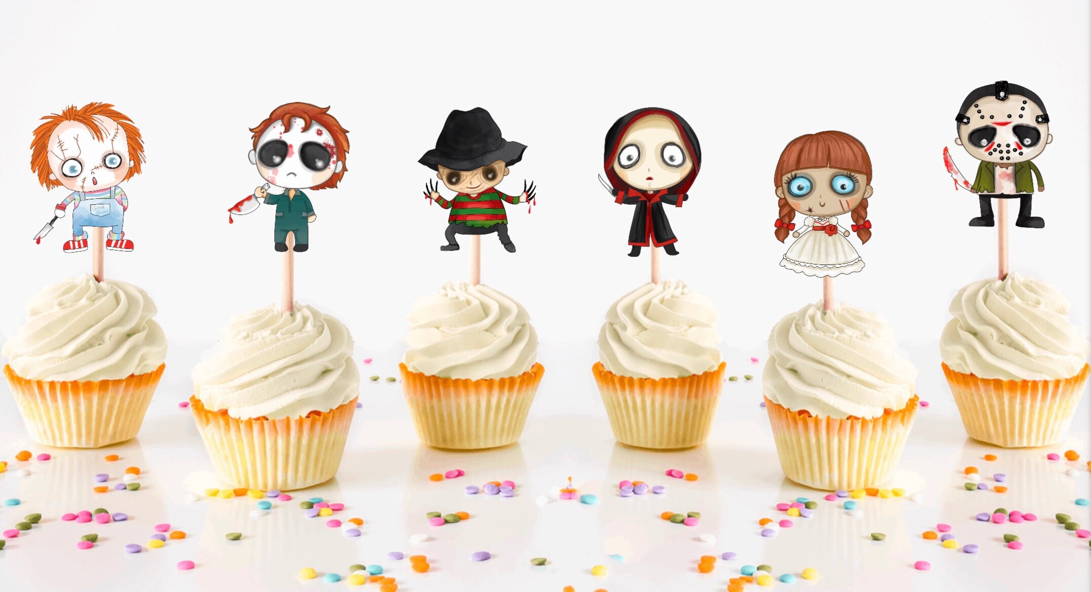 Horror Movie Cupcake Toppers Horror Movie Party Scary Movie - Etsy
