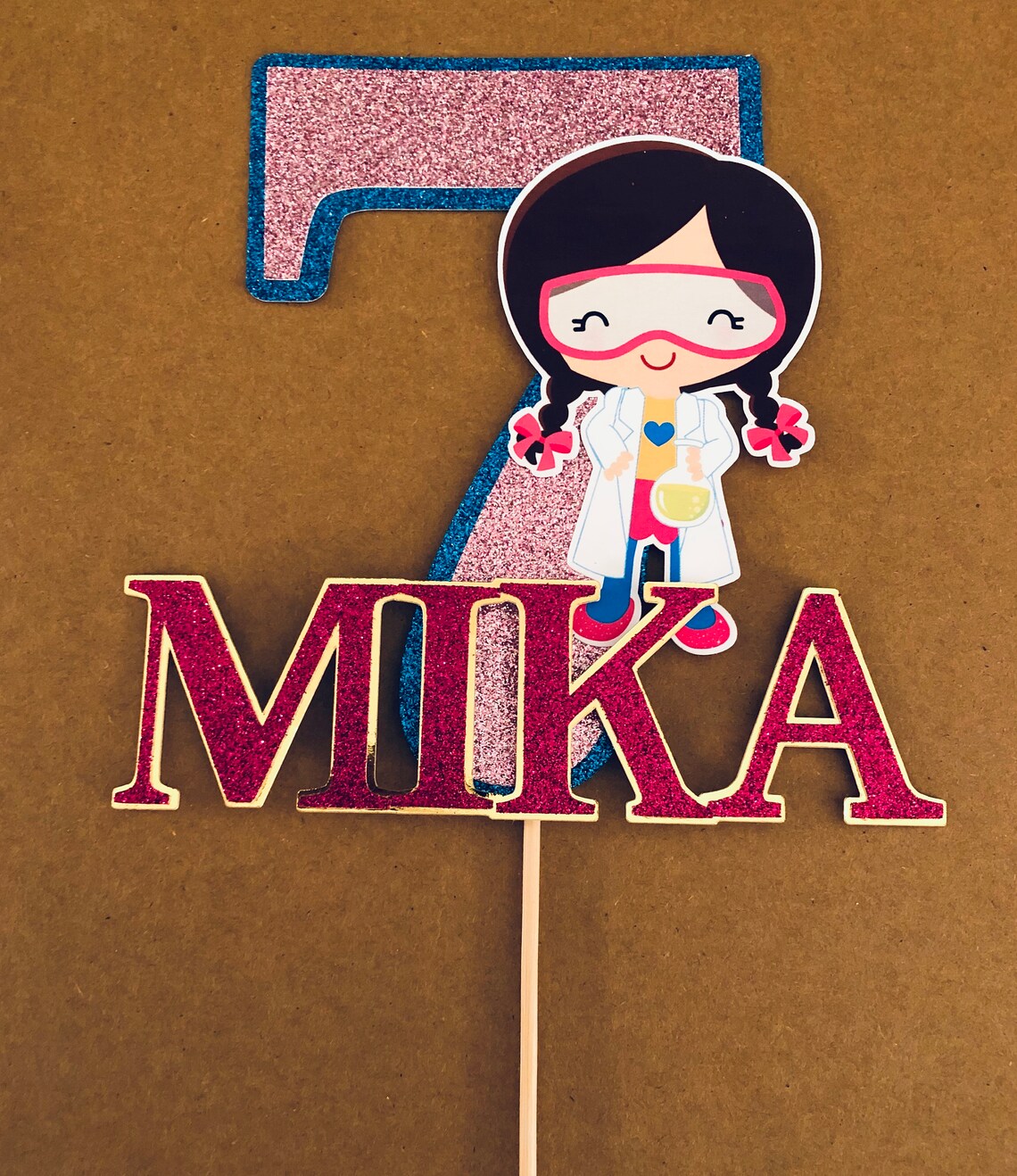 Girl Scientist Cake Topper Girl Chemist Cake Topper Science - Etsy