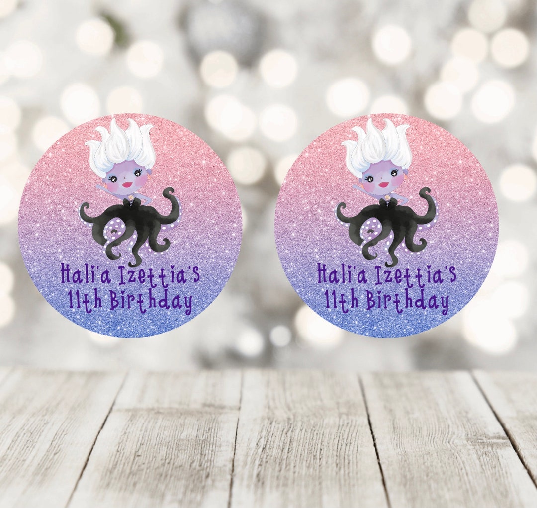 Ursula Party Stickers, Ursula Loot Bag Stickers, Ursula Lollipop ...