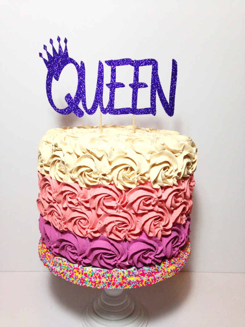 Queen Cake Topper birthday Glitter Decorations Mother's - Etsy