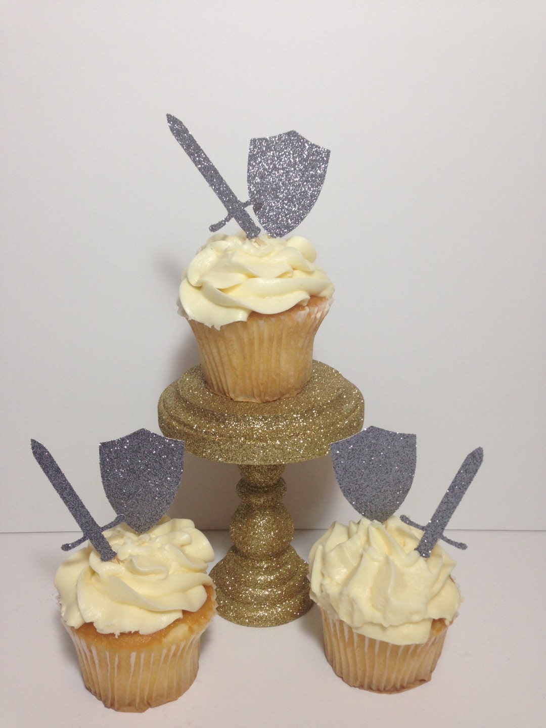 Sword and Shield Cupcake Toppers (medieval Party, Glitter Decorations ...